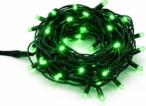 Easy Fix LED světelný řetěz, 5 m, venkovní, zelený, 50 diod, černý kabel, IP67