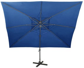 vidaXL Marketos Boční zahradní slunečník s dvojitou stříškou azurový 400x300 cm