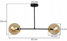 Stropní svítidlo Paris, 2x medové skleněné stínítko, (výběr ze 4 barev uchycení)