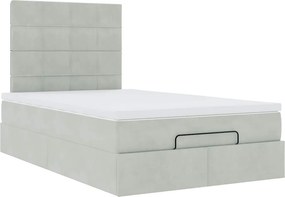 Osmanský rám postele s matracemi světle šedá 120x200cm samet 3314312