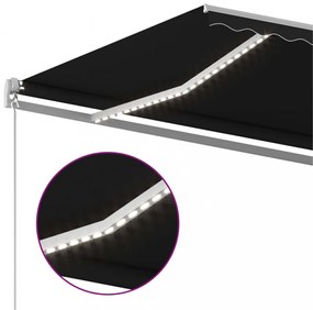 Ručně zatahovací markýza s LED světlem 400x300 cm Dekorhome Bílá / žlutá