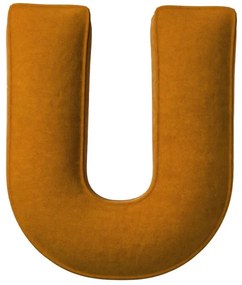 Yellow Tipi Cihlově oranžový sametový polštář písmeno U 40 cm