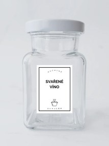 Samolepka na kořenky SVAŘENÉ VÍNO bílá 3 × 4 cm tučné písmo