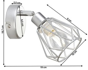 TEMPO Nástěnná lampa, stříbrná/kov, OKIRA TYP 2