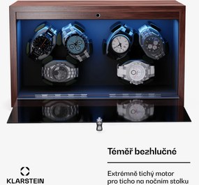Klarstein Brienz 6, natahovač hodinek, 6 hodinek, 4 režimy, dřevěný vzhled, modré vnitřní osvětlení