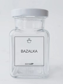 Samolepka na kořenky BAZALKA průhledná 5 × 5 cm základní písmo