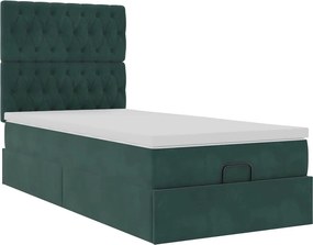 Osmanský rám postele s matracemi tmavě šedá 90x190cm samet 3314363
