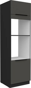 ARIA pe | vysoká skříňka 60 DPM-210 2F na vestavnou troubu a mikrovlnku | 60 cm | ANTI FINGERPRINT povrch | černá/šedá grafit