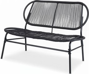 Costway Zahradní lavice polyratanová 2-sedačka, prodyšná s ergonomickým