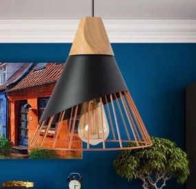 Toolight - Skandidávská závěsná stropní lampa APP225-1CP, černá-hnědá-růžová zlatá, OSW-00892