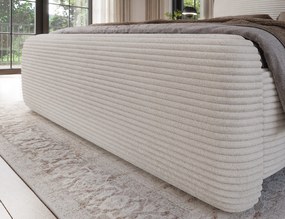 Postel Ollival 180x200 s kovovým roštem a úložným prostorem, bílý velur