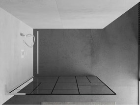 Mexen Kioto L, sprchová zástěna Walk-In 80 x 200 cm, 8mm čiré sklo černý vzor, ​​bílý profil, 800-080-103-20-78