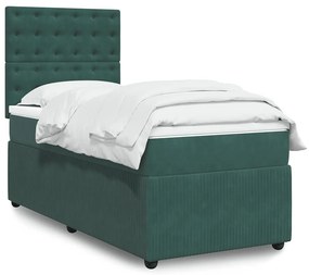 Box spring postel s matrací tmavě zelená 100x200 cm samet 3292277
