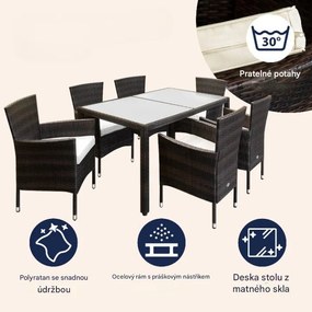 Deuba Zahradní ratanová sestava Berlin 1+6 - hnědá
