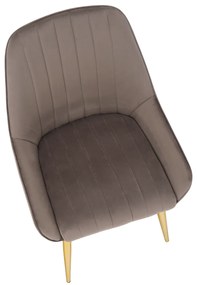 Jídelní židle LUXURY - látka Velvet, zlatý chrom / šedohnědá Taupe