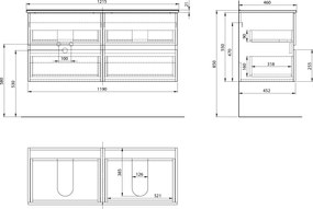 Aqualine Aqualine, PANEDA umyvadlová skříňka 119x55x45,2cm, bílá, PN212