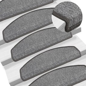 Schodové rohože 15 ks 65 x 24 x 4 cm tmavě šedé, půlkulaté, velké 133885