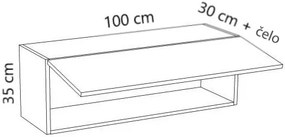 Závěsná skříňka MODERN - 100x30x35 cm - bílá lesklá - push to open