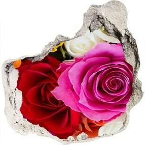Wallmuralia Samolepící díra na stěnu Barevné růže 75x75 cm