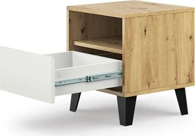 Noční stolek Borg 1s dub artisan / bílý