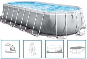 INTEX Prism Frame Oval Premium Pools bazénový set 610 x 305 x 122 cm s kartušovou filtrační pumpou 26798NP