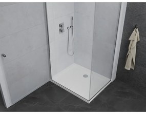 Mexen Pretoria sprchový kout s otočnými dveřmi 80 x 90 cm, Průhledné, Chromovaná + sprchová vanička Flat - 852-080-090-01-00-401