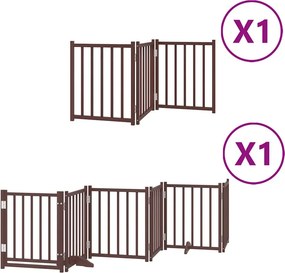 Zábrana pro psy s dvířky skládací 9 panelů hnědá 450 cm topol 3155715