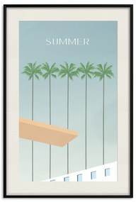 Plakát Letní slunce - prázdninová grafika s palmami u bazénu v retro stylu