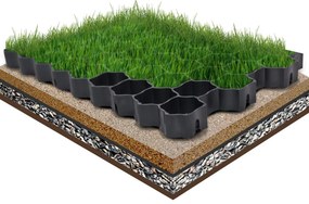 Zatravňovací dlaždice 16 ks černé 60 x 40 x 3 cm plast 146279