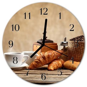 Nástenné skleněné hodiny croissanty