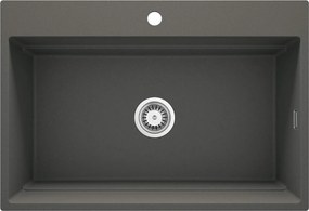 Deante Magnetic, 1-komorový granitový dřez 760x520x220mm, antracitová metalíza, DEA-ZRM_T10B