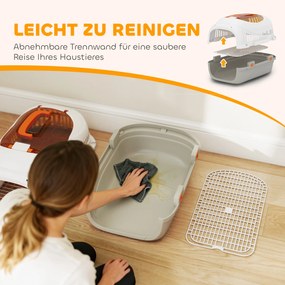 Přepravní box Přepravní box pro kočky Miniaturní psi do 4 kg Přepravní box pro psy s otevírací stříškou Miska na krmivo 49x32x31cm Světle šedý