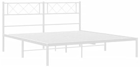 Kovový rám postele s čelem bílý 120 x 200 cm - Default Title