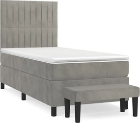 Box spring postel s matrací světle šedá 100x200 cm samet 3137947