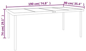 9dílný zahradní jídelní set černý ocel a textilen,  3200701