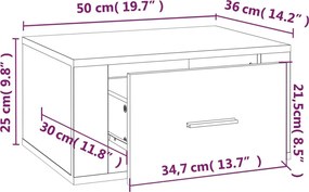 vidaXL Nástěnný noční stolek 50x36x25 cm [816854] Barva: Bílá