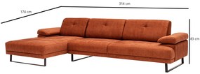 Designová rohová sedačka Vatusia 314 cm oranžová - levá