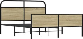 Kovový rám postele bez matrace dub sonoma 150 x 200 cm 3318693