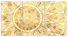 Malvis ® Obraz mandala zlaté slunce Velikost (šířka x výška): třídílný obdélník - 120x80 cm