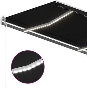Automatická markýza LED a senzor větru 300 x 250 cm antracitová 3068874