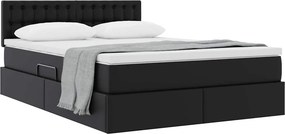 Postel s úložným prostorem a matrací s čelo Černá 140 x 190 cm 3370393