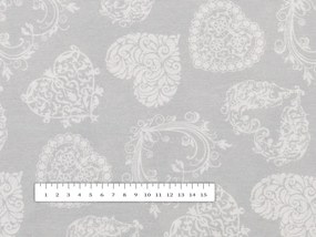 Biante Dekorační povlak na polštář s lemem PML-071 Srdce s ornamenty na šedém 45 x 45 cm