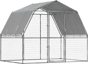 Kotec pro psy se střechou a dvířky stříbrný pozinkovaná ocel 3294908