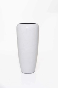 Exkluzivní květináč CAVITA, sklolaminát, výška 75 cm, bílý mramor, lesk