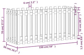 Vyvýšený záhon plotový design 150 x 50 x 70 cm masivní borovice,  832497
