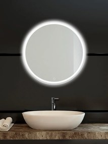 AMBIENTE kulaté zrcadlo do koupelny na zeď do pokoje do ložnice do předsíně na chodbu Amirro Ø 70 cm s LED osvětlením a senzorem, IP44 411-026 411-255 411-323