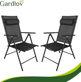Skládací zahradní židle Gardlov černá, 2 kusy