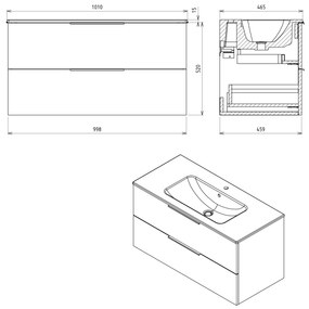 Sapho Sapho, CIRASA umyvadlová skøíòka 99,8x52x46cm, dub Alabama, CR100-2222