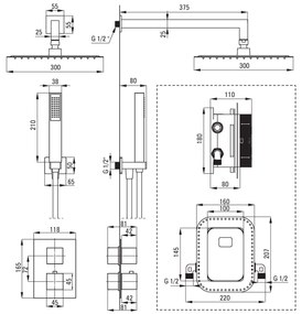 Deante Deante, podomítková termostatická sprchová sestava čtvercová + BOX, chromová, BXYZ0EAT