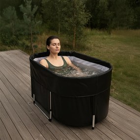 Přenosná skládací vana na otužování, černá, 290 l, HARTO